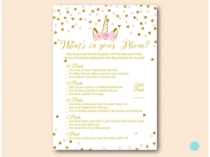 Unicorn Baby Shower Games Package Unicorn Themed Baby Shower - Etsy