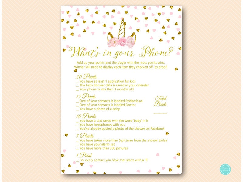 Unicorn Baby Shower Games Package Unicorn Themed Baby Shower - Etsy