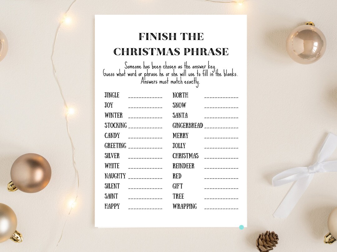 Christmas Phrase Game, Finish the Christmas Phrase, Christmas Family ...