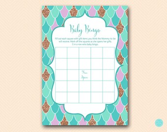 Mermaid Baby Shower Bingo - Etsy