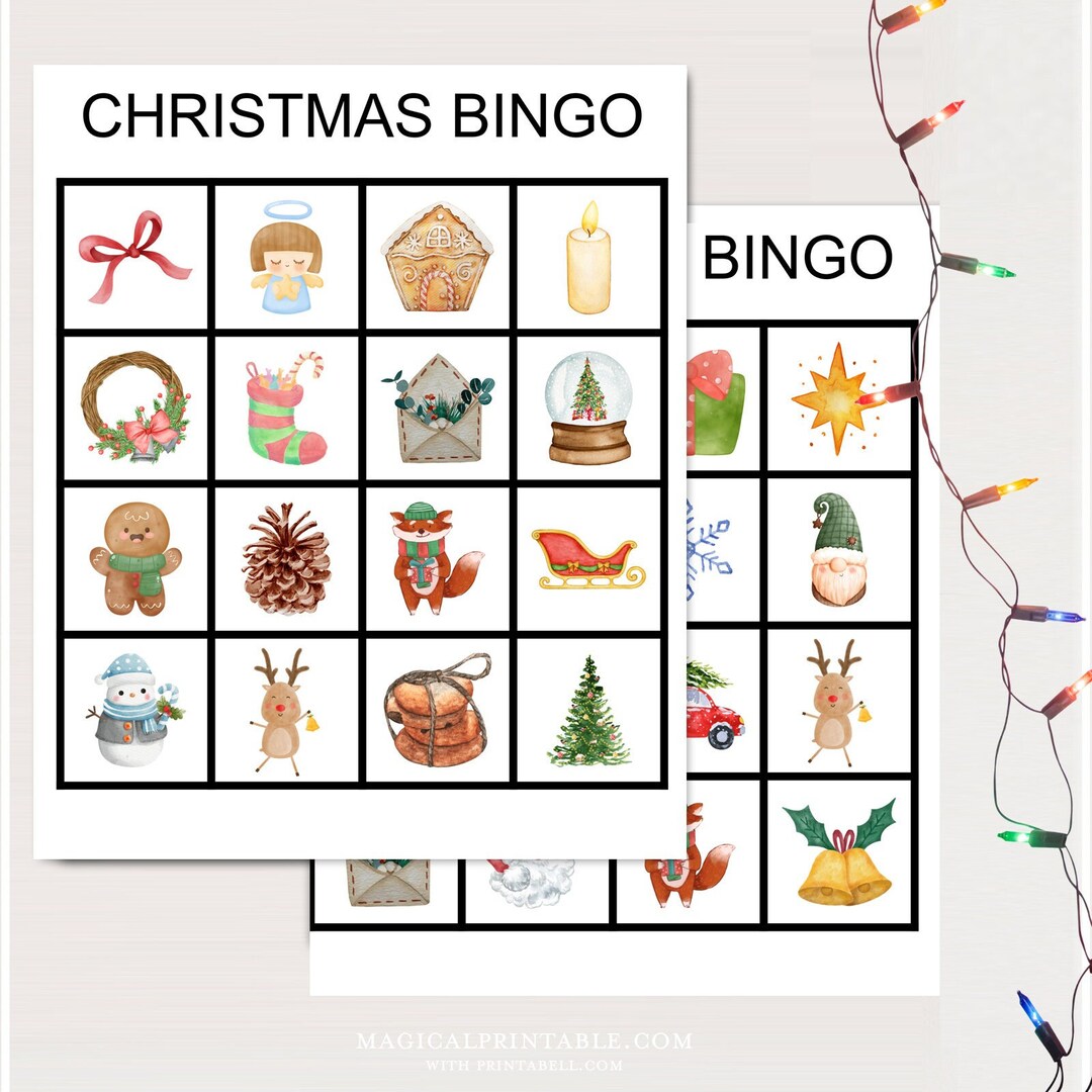 100x Christmas Bingo Cards, 4x4 Printable Christmas Bingo, Christmas ...