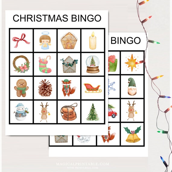 100x Christmas Bingo Cards, 4x4 Printable Christmas bingo, Christmas ...