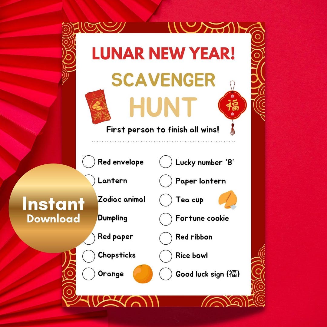 Lunar New Year Game, Scavenger Hunt, Kids Game, Spring Festival Quiz ...