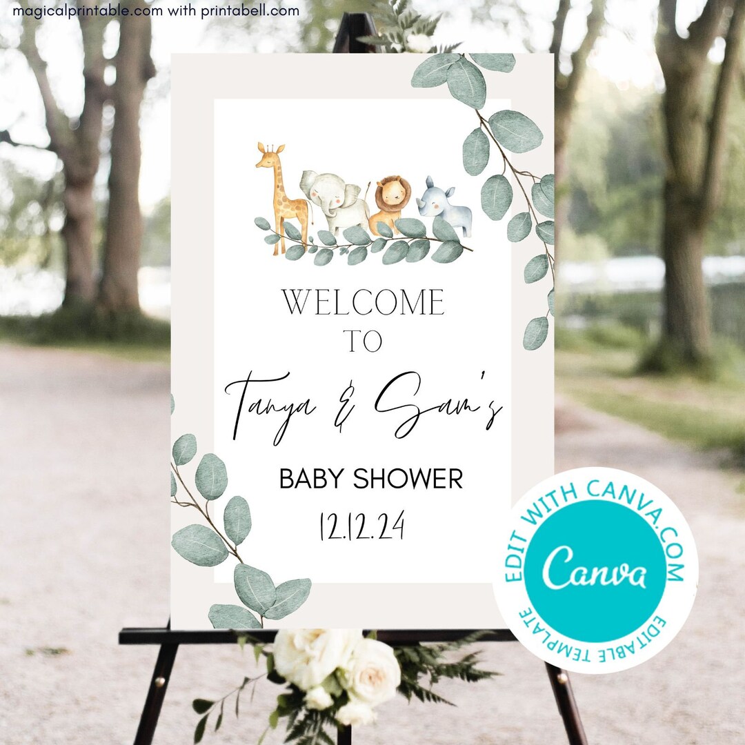 Editable Safari Welcome Sign, Safari Birthday Welcome Sign, Safari ...
