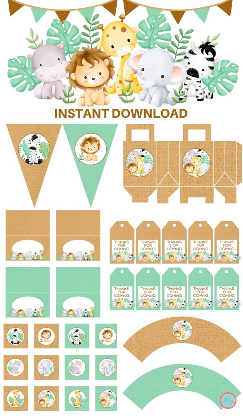 Safari Party Printable Safari Animals Birthday Safari Baby - Etsy