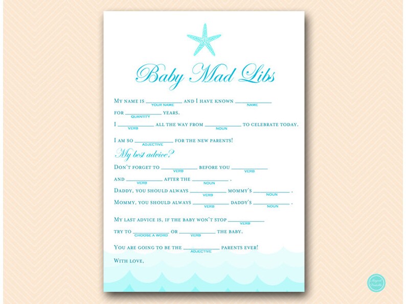 Beach, Sea Waves, Nautical Baby Shower Games Printable, Beach Theme ...