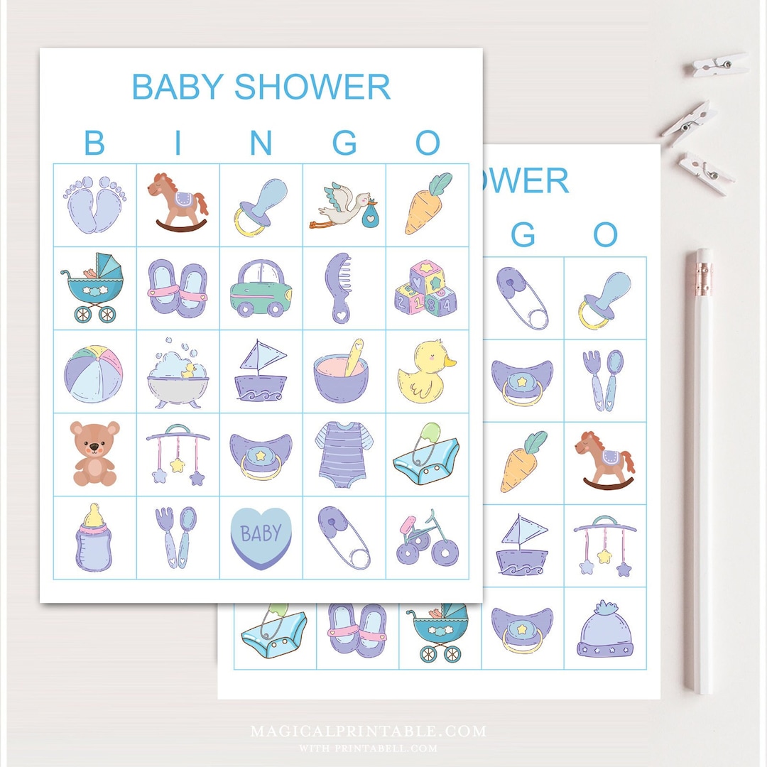 100x Boy Bingo Baby Shower Cards, Printable Baby Shower Bingo, Baby ...