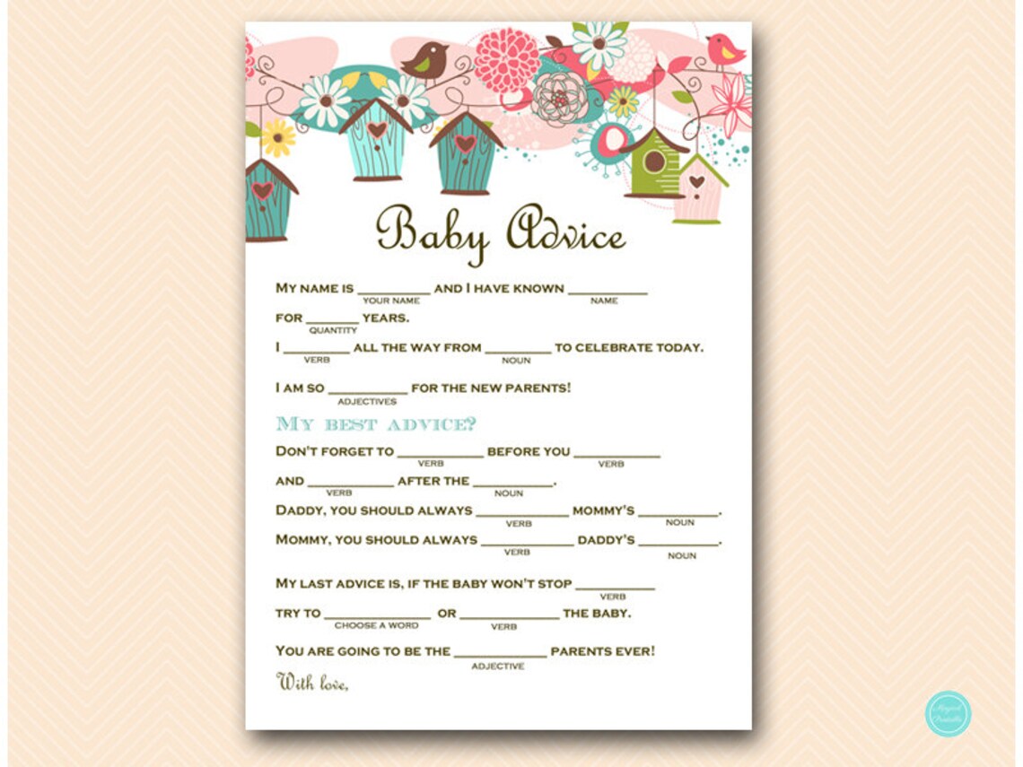 Birdhouse Baby Shower Games Printable Game Pack Bird Baby - Etsy