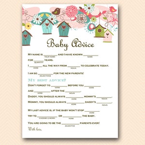 Birdhouse Baby Shower Games Printable Game Pack, Bird Baby Shower Games ...