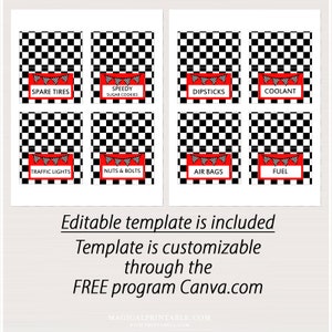 Printable Racing Food Labels, Tent Style Place Cards, Racing Baby ...