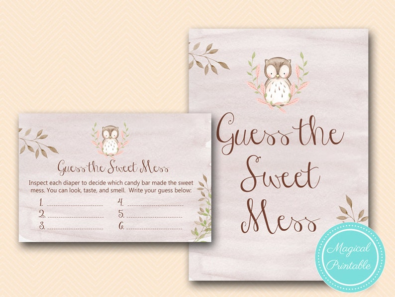 Guess the Sweet Mess Dirty Diaper Chocolate Bar Game Owl - Etsy