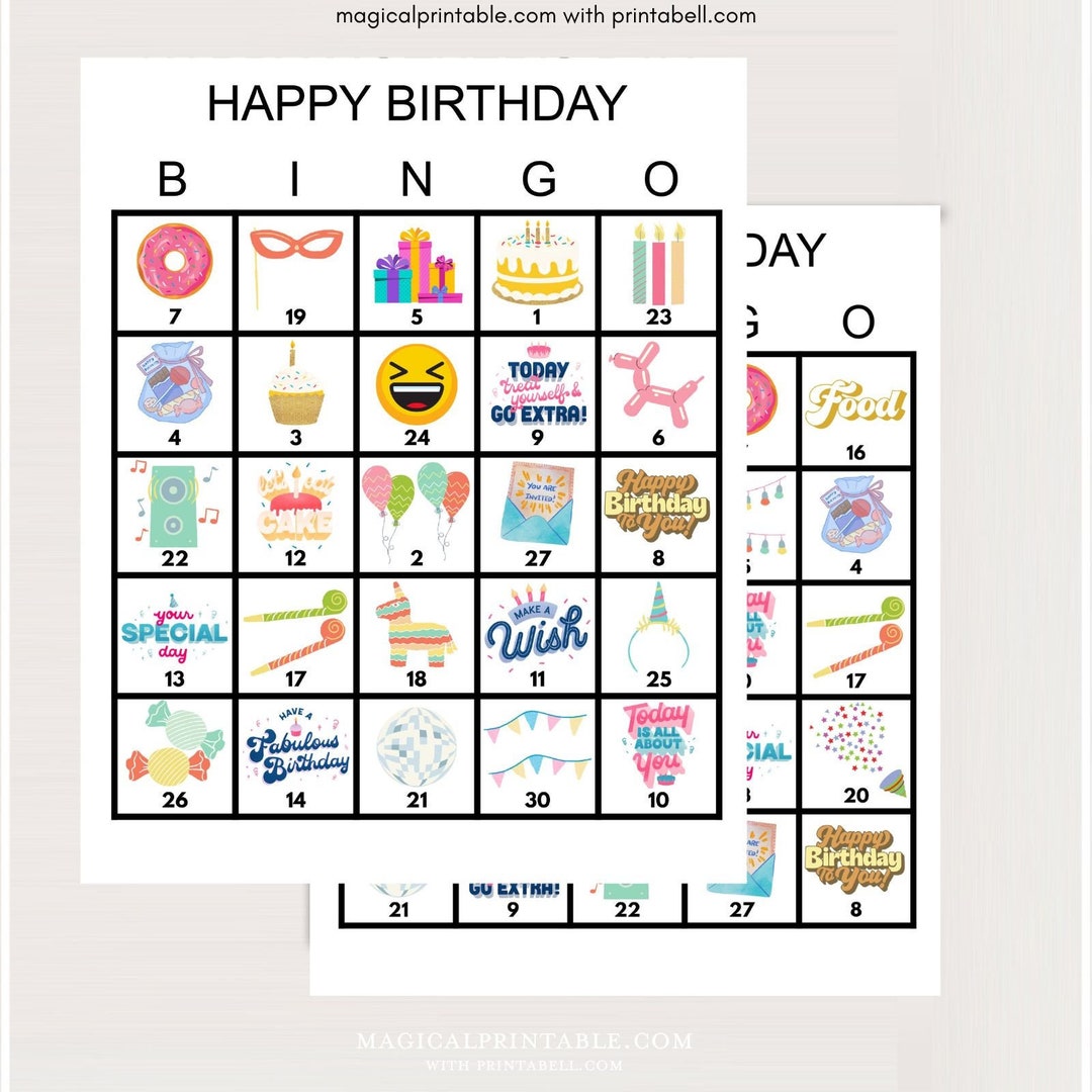 100x Birthday Bingo Cards, Printable Birthday Bingo, Birthday Party Game, Fun Birthday Games ...