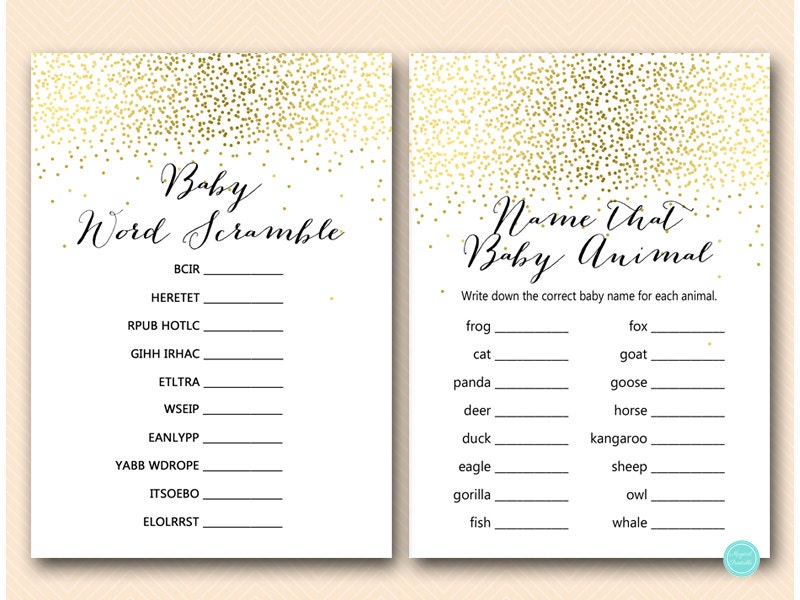 Gold Baby Shower Games Package Instant Download Baby | Etsy