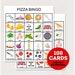 Pizza Bingo Cards, 100 Printable Pizza Bingo, Pizza Party Activity ...