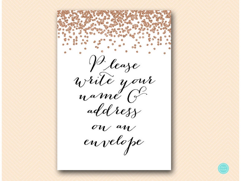 Please Write Your Name and Address on the Envelope Signage, Rose Gold ...