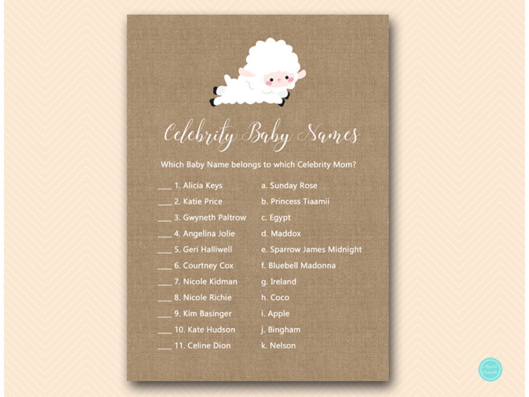 Lamb Baby Shower Games, Celebrity Baby Name Game, Celebrity Baby Name ...
