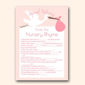 Pink Stork Baby Shower Game Pack, Stork Baby Shower Game Printables ...