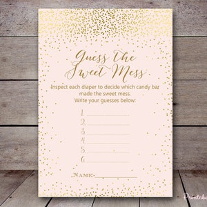 Pink and Gold Baby Shower, Guess the Sweet Mess, Dirty Diaper ...