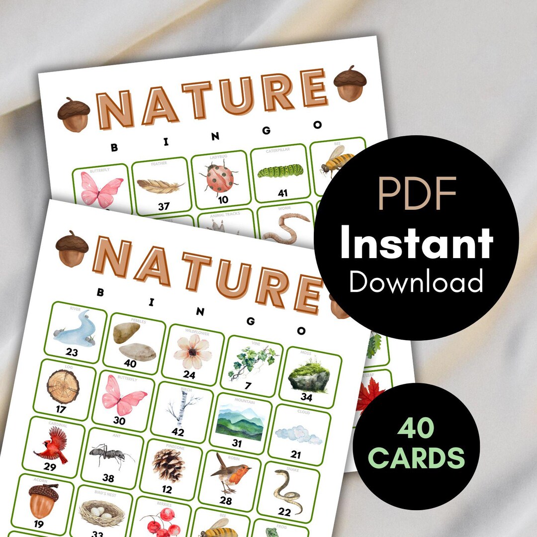 Nature Bingo, Camping Bingo, Printable Nature Bingo Cards, Nature Party ...