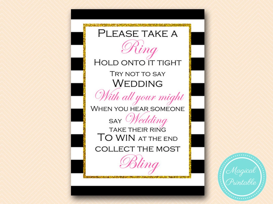 Don't Say Bride, Don't Say Wedding, Grab a Ring Game, Hot Pink Bridal ...