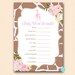 Pink Giraffe Baby Shower Game Pack of 6, Instant Download, Baby ...