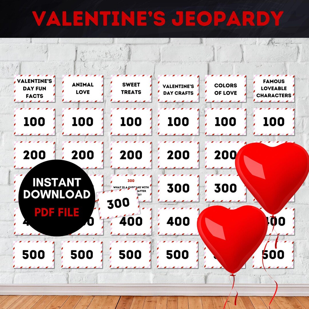 Kid's Friendly Jeopardy Valentine's Day Game, Fun Valentine's Game for ...