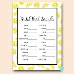 Lemon Summer Bridal Shower Game Printable, Lemonade, Citrus Bridal ...
