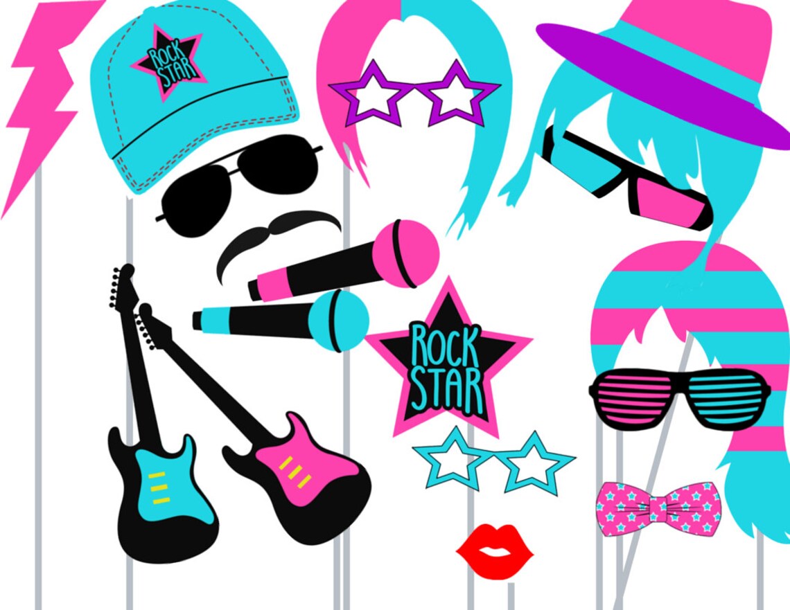 Print Yourself Rock Star Photo Booth Party Props - Etsy