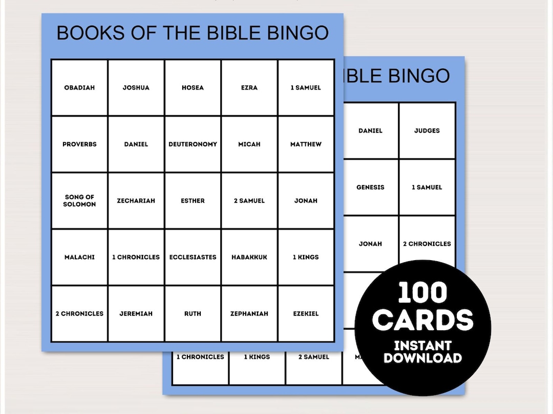 100x Books of the Bible Bingo, Bible Bingo, Bible Bingo Cards, Bible ...