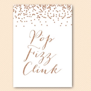 Rose Gold Pop Fizz Clink Sign Bubbly Bar Sign Download Sign - Etsy