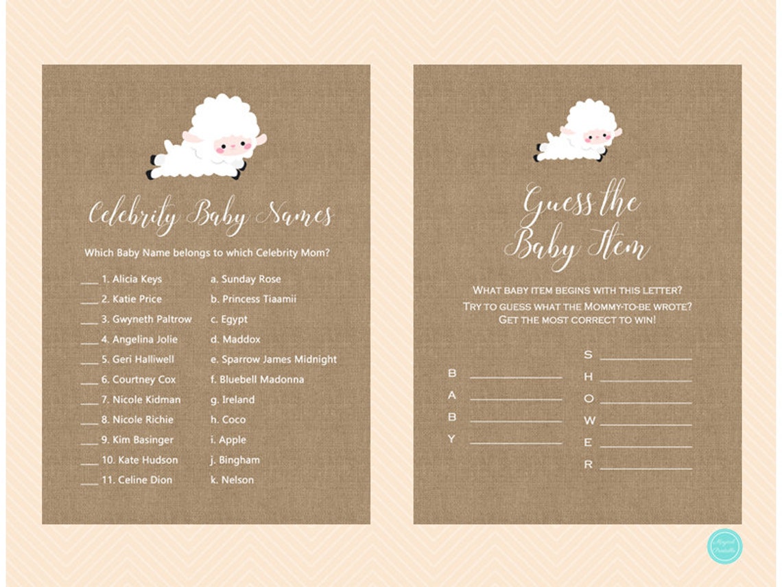 Lamb Baby Shower Games Package Instant Download Dont Say - Etsy