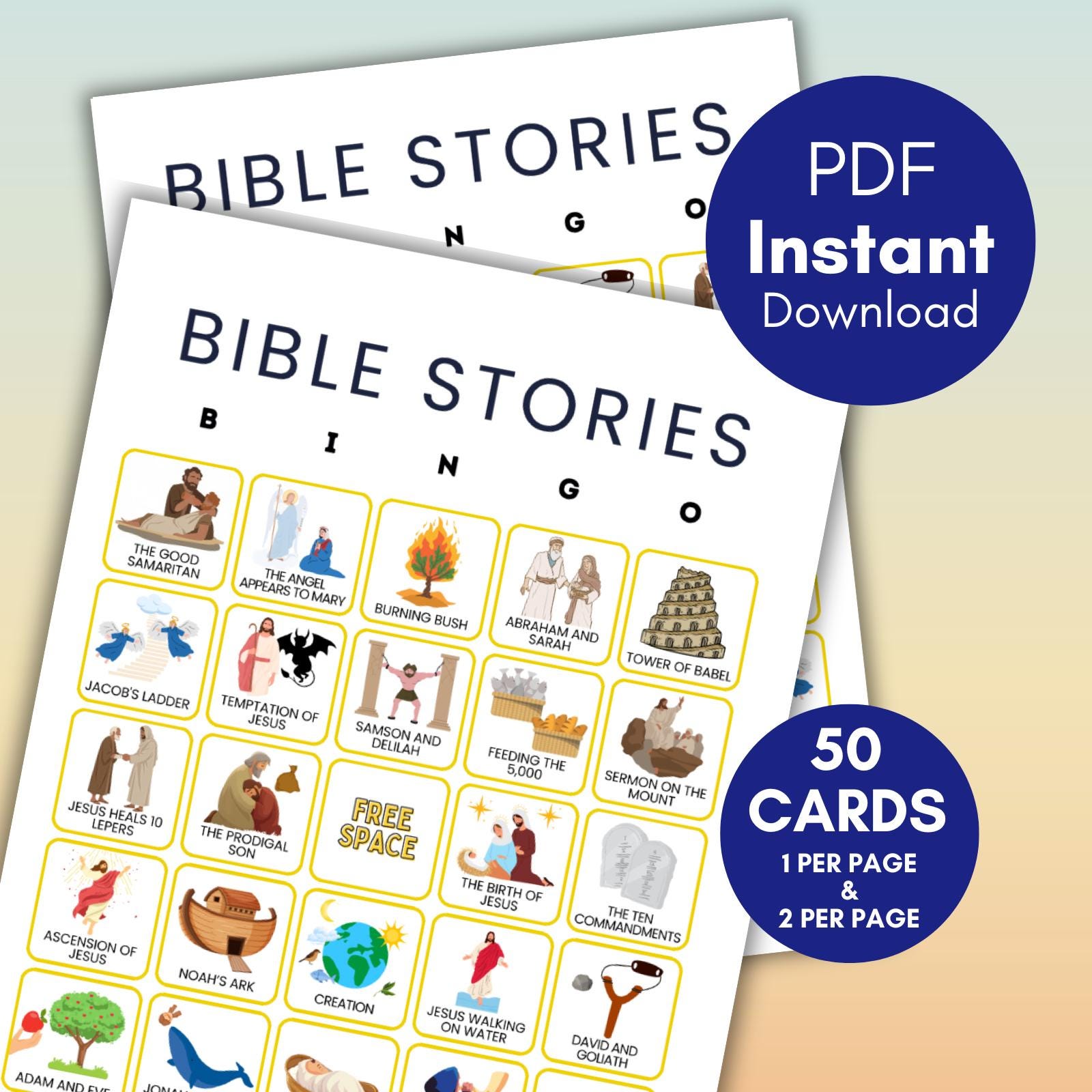 Bible Bingo, Bible Stories Bingo, Printable Bible Bingo, Bible Game for ...