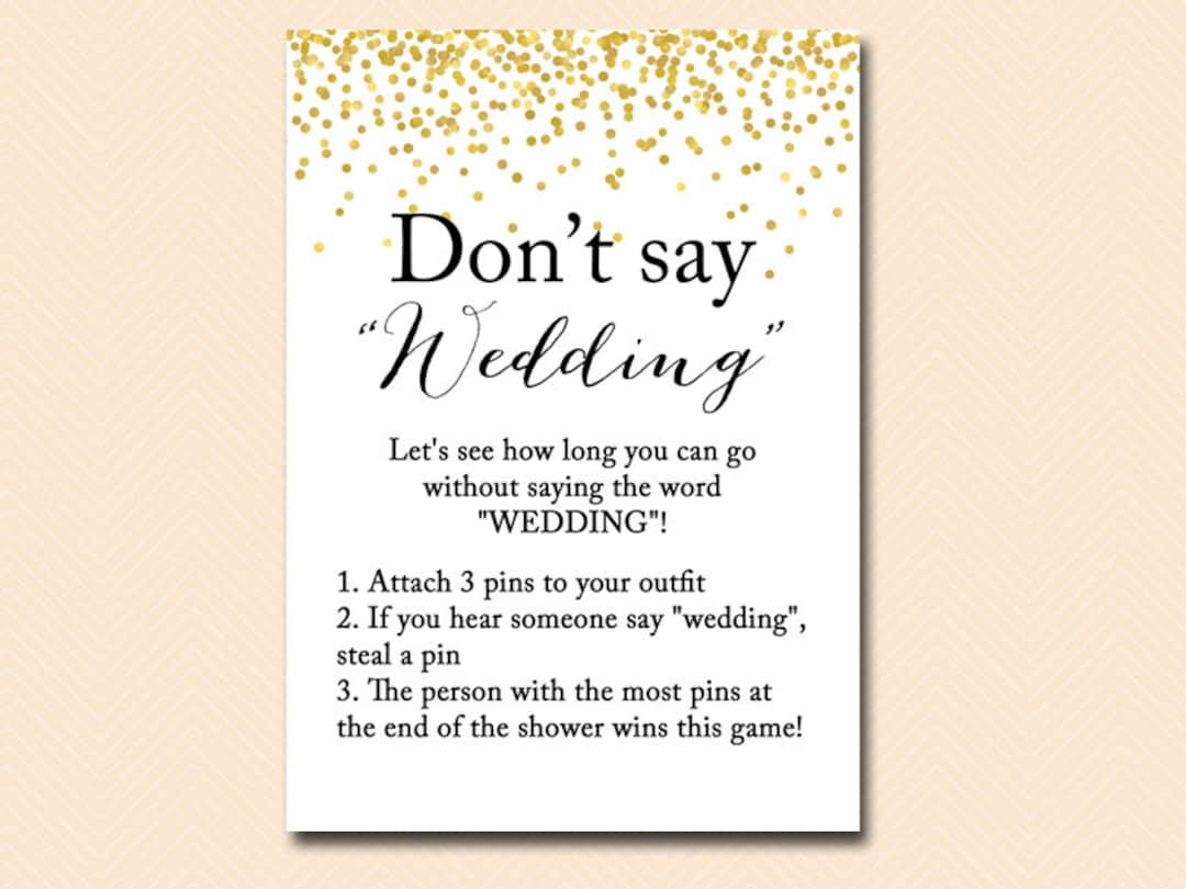 Don't Say Wedding, Clothespin Game, Don't Say a Word Game, Pin Game ...