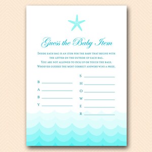 Beach, Sea Waves, Nautical Baby Shower Games Printable, Beach Theme ...
