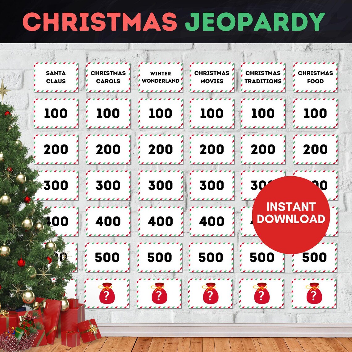 Editable Christmas Jeopardy Game, PDF, Family Christmas Game, Family ...