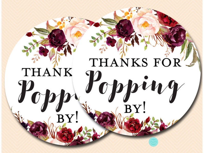 Burgundy Thanks for Popping by Tags Favor Tags Thank You - Etsy