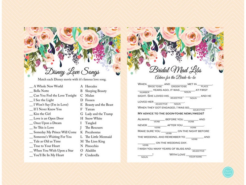 Pink Blush Bridal Shower Game, Pink Floral Bridal Shower Activities ...