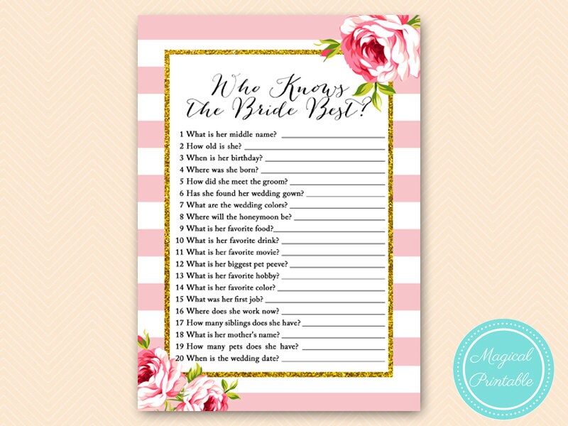 How Well Do You Know Bride Best, Who Knows Groom Best, Parisian, Bridal ...