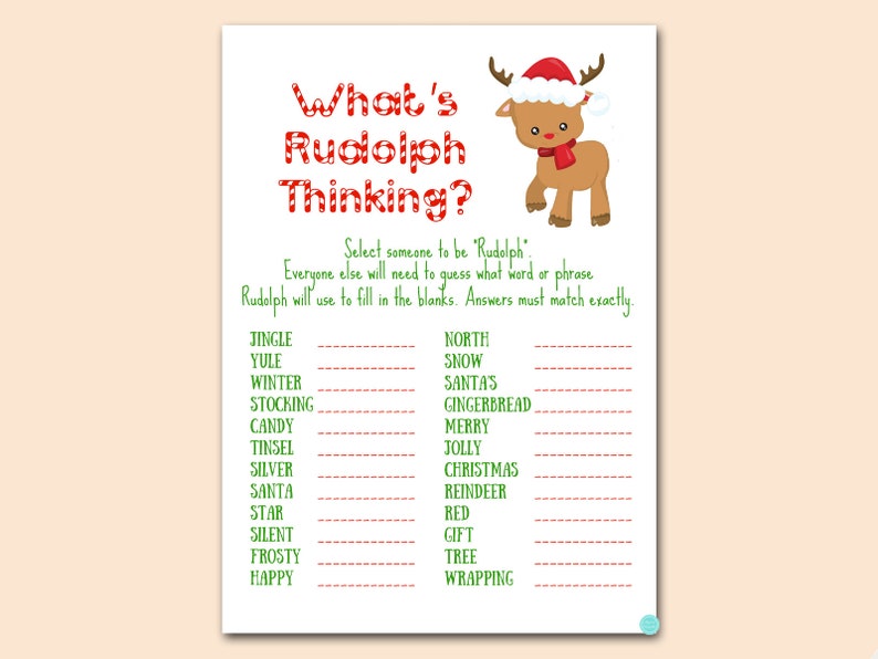 Christmas Game, Finish Rudolph Phrase Game, Christmas Family Game ...