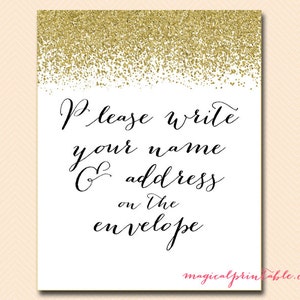 Please Write Your Name and Address on the Envelope Signage, Wedding ...