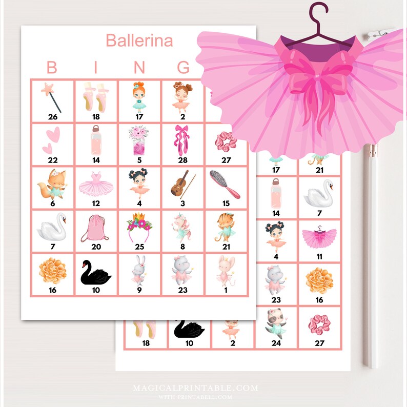 100x Ballerina Bingo Cards, Printable Birthday Bingo, Birthday Girl ...