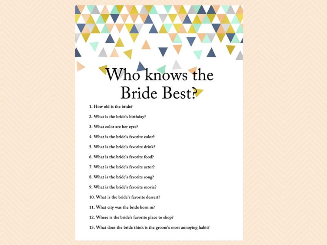 Who Knows the Bride Best, How Well Do You Know the Bride, Modern ...