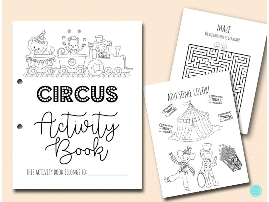 Circus Coloring and Activities Book Pages, Instant Download File, Kids ...
