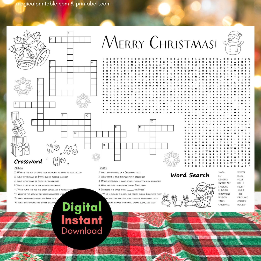 Giant Christmas Word Search, Christmas Crossword Game, Christmas Game ...