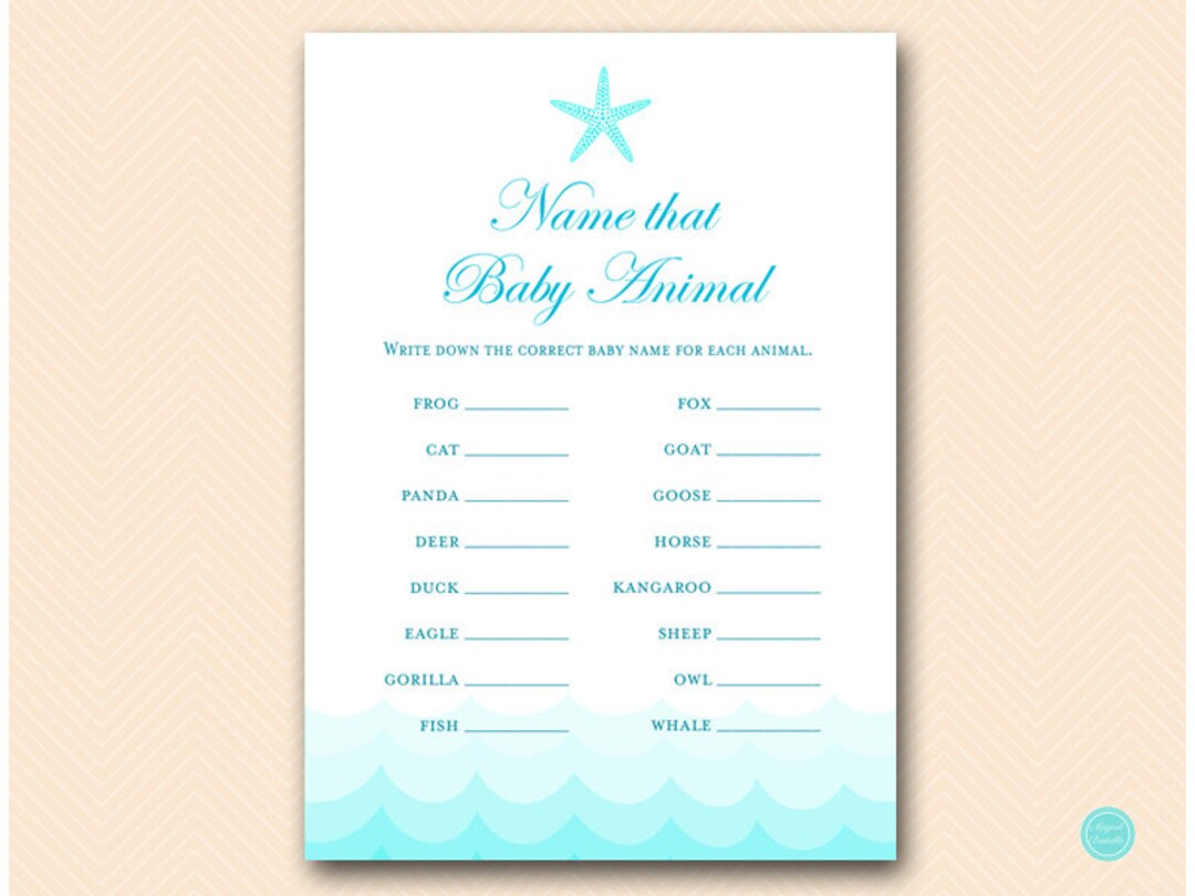 Baby Animal, Name That Baby Animal Game, Beach Baby Shower Games ...