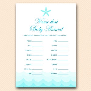 Baby Animal, Name That Baby Animal Game, Beach Baby Shower Games ...