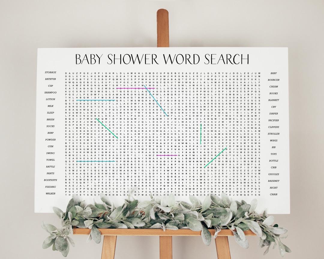 Giant Baby Shower Word Search, Baby Shower Word Search, Printable Baby ...