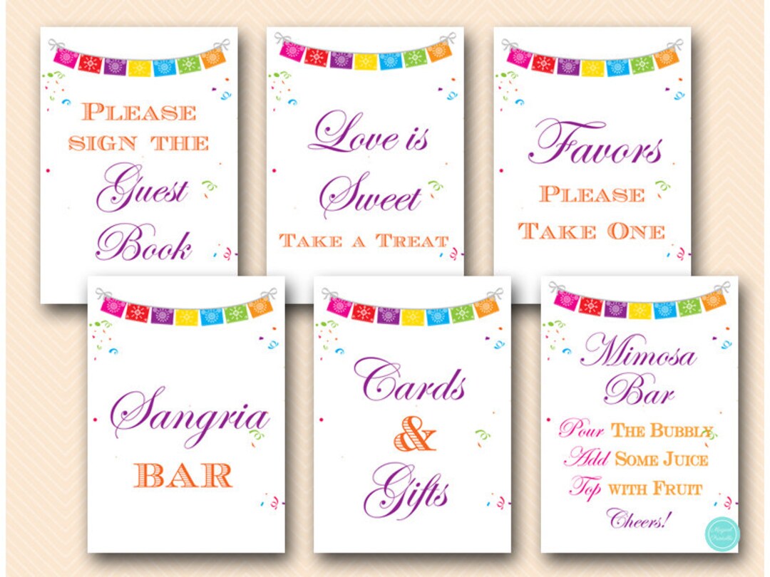 Fiesta Party Table Signs, Fiesta Bridal Shower Table Signs, Fiesta Baby ...