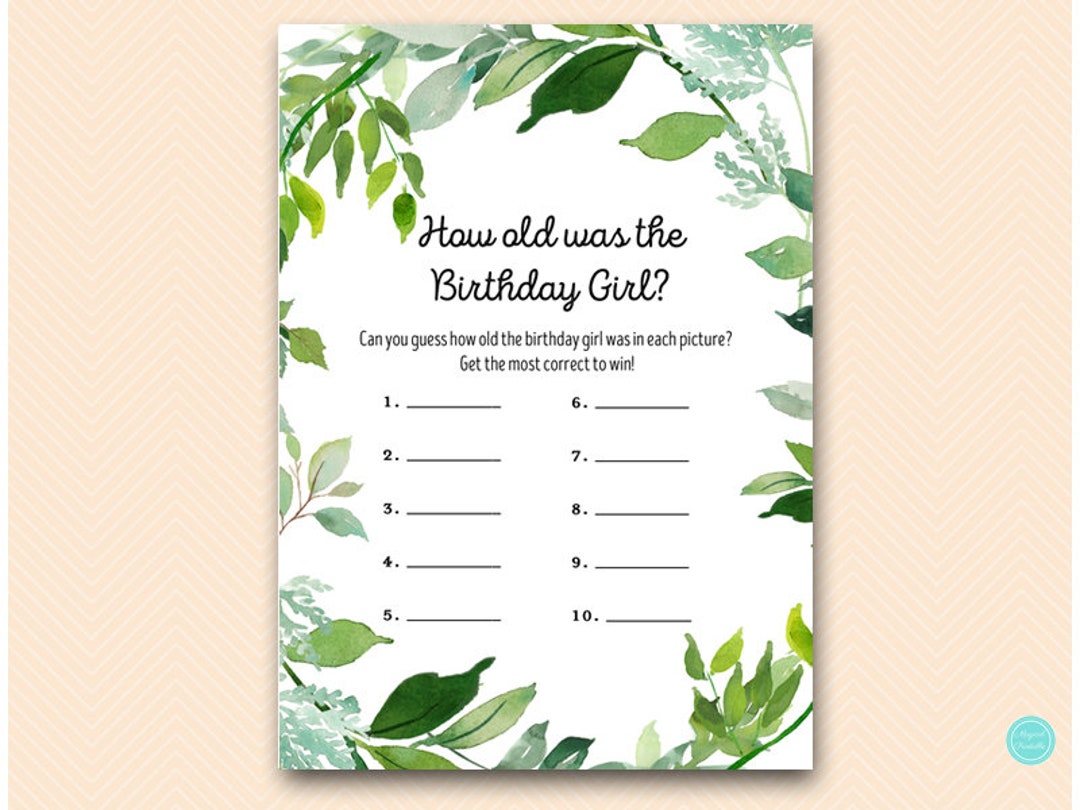 Botanical Girl Birthday Party Games, How Old Was the Birthday Girl, How ...