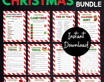 Printable Christmas Games Bundle: Holiday Party Activities (20 Pages ...
